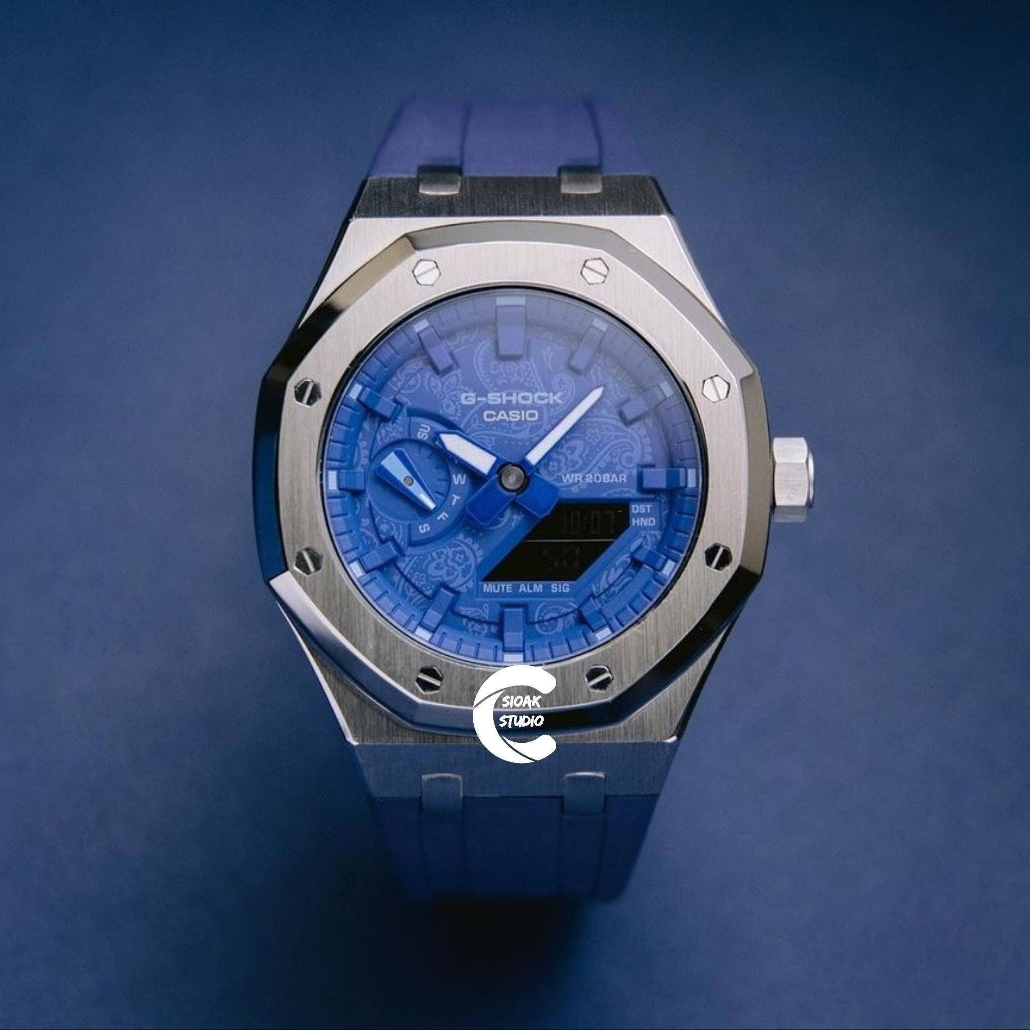 Casioak-Mod-Watch-Offshore-Superior-Silver-Case-Blue-Rubber-Strap-Blue ...